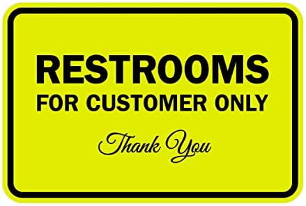 classic framed restroom for customers sign (yellow/black) - large ...