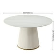 "Leavader 53"" Round Sintered Stone White Dining Table Set for Six ...
