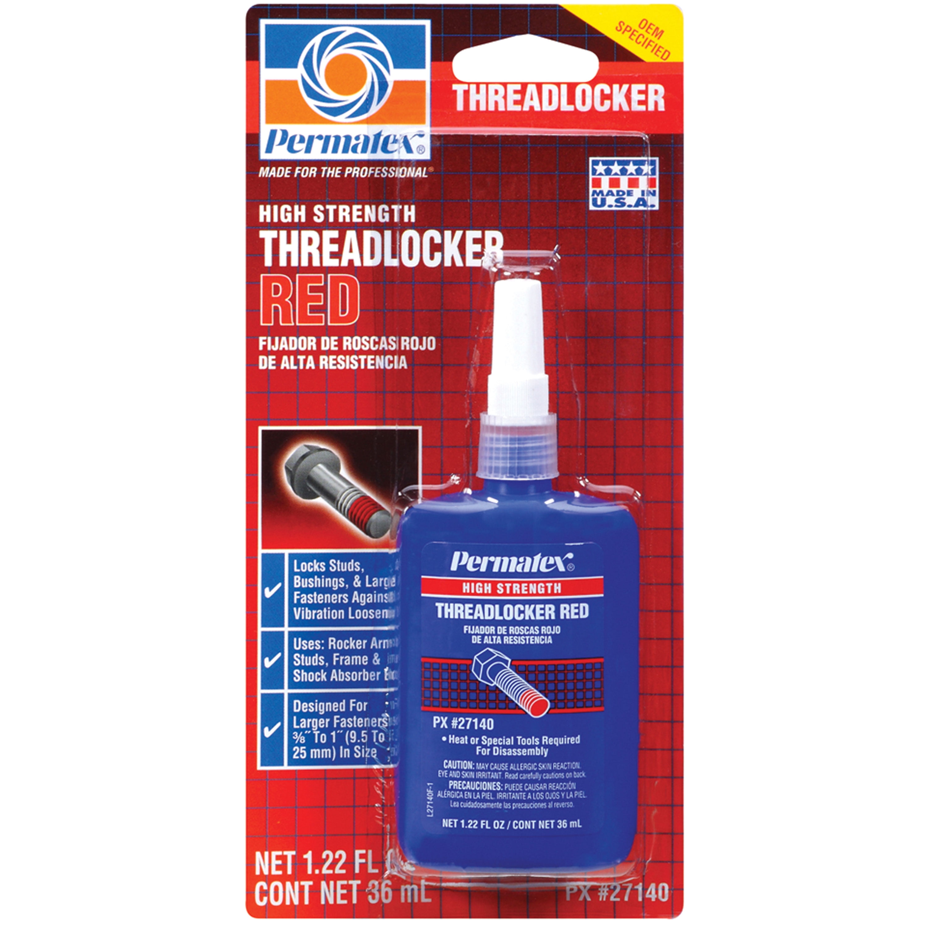 Permatex 27140 271 Threadlocker. 36 ml. - Walmart.com