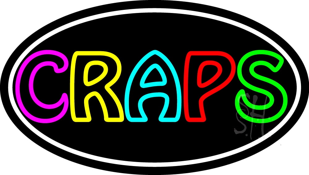 Craps With Dise 2 LED Neon Sign 13 x 24 - inches, Black Square Cut ...