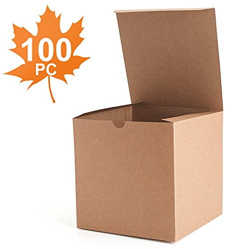 MESHA Kraft Brown Boxes 100 Pack 6x6x6 Inches, Paper Gift Boxes with ...