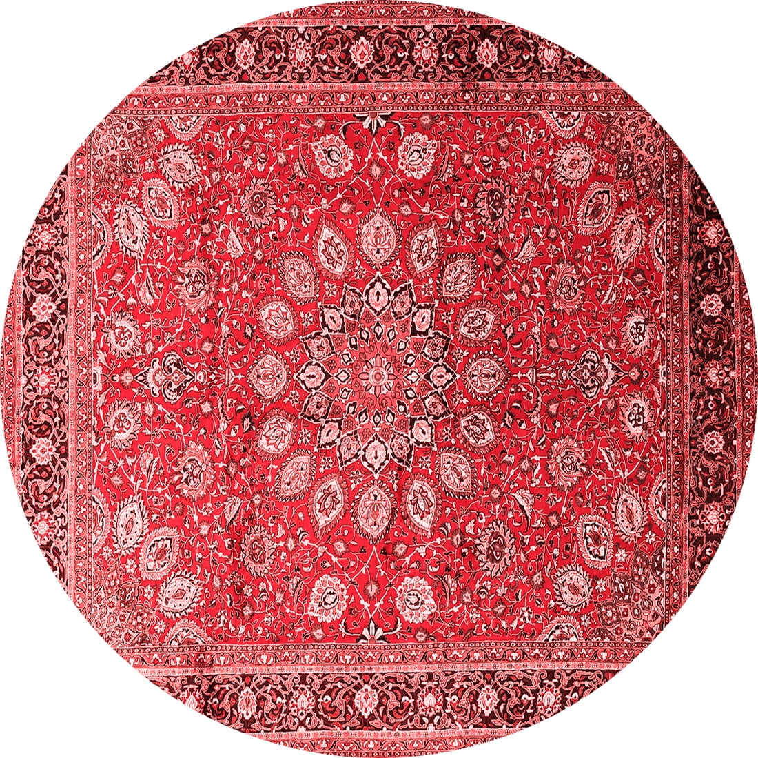 Ahgly Company Indoor Round Medallion Red Traditional Area Rugs, 4 ...