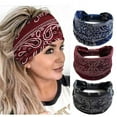 Luoyaxxxxx Fix A Flat 3 Pcs Wide Knot Headbands Printing Elastic Hair