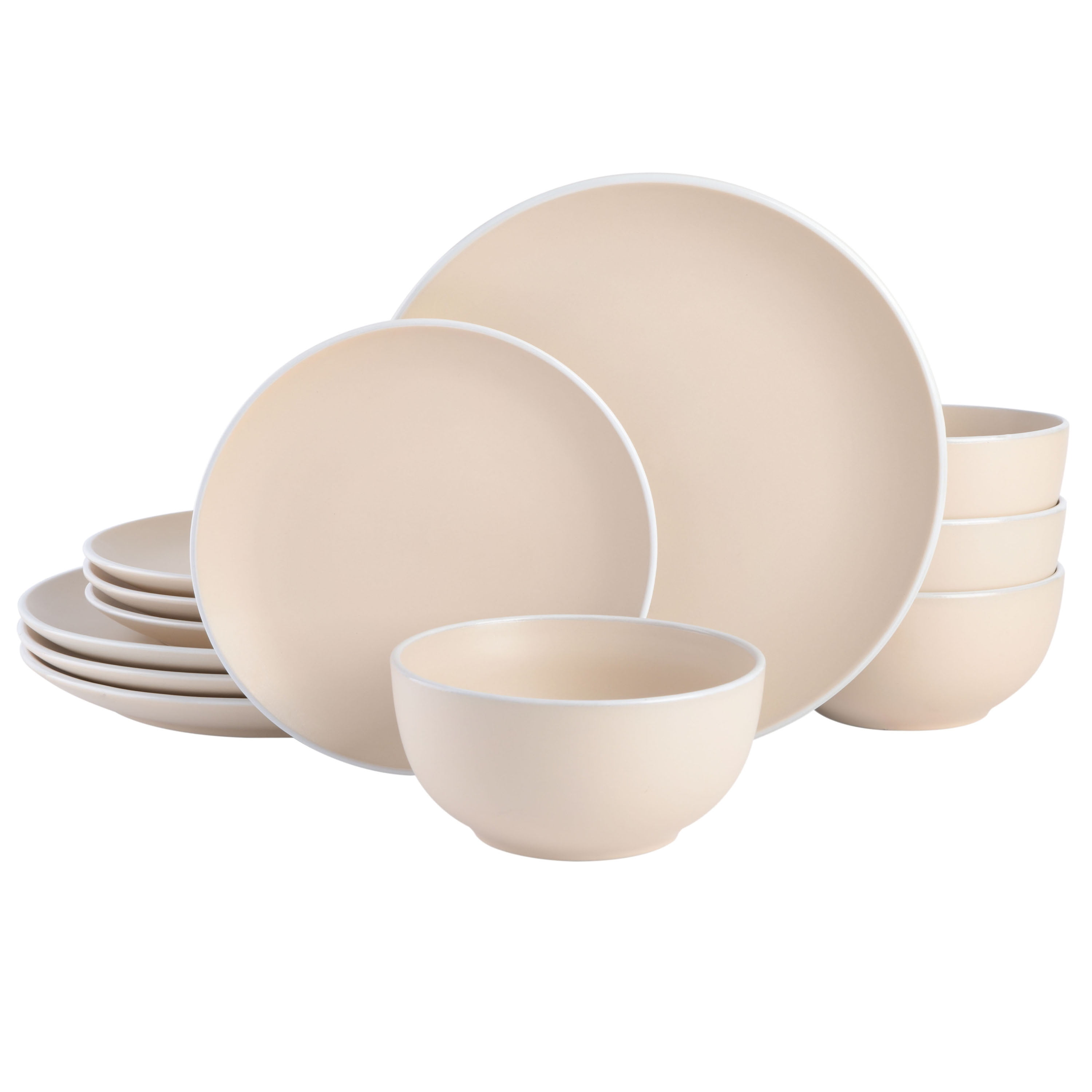 Spice By Tia Mowry - Creamy Tahini 12-Piece Blush Stoneware Dinnerware ...