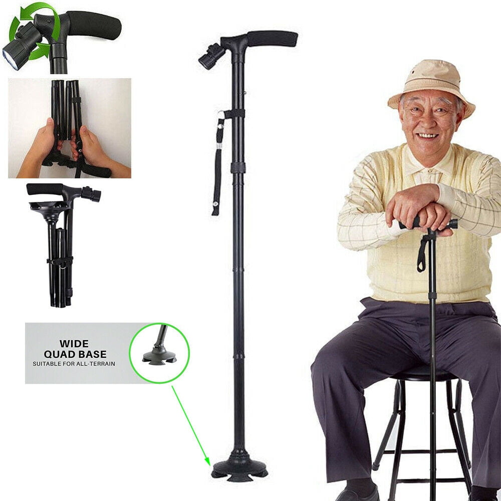 PVUEL All Terrain Folding Cane Walking Cane for Men Women LED Pivoting ...