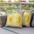 2 Pack Outdoor Waterproof Throw Pillow Covers,Cartoon Watercolor Sun ...