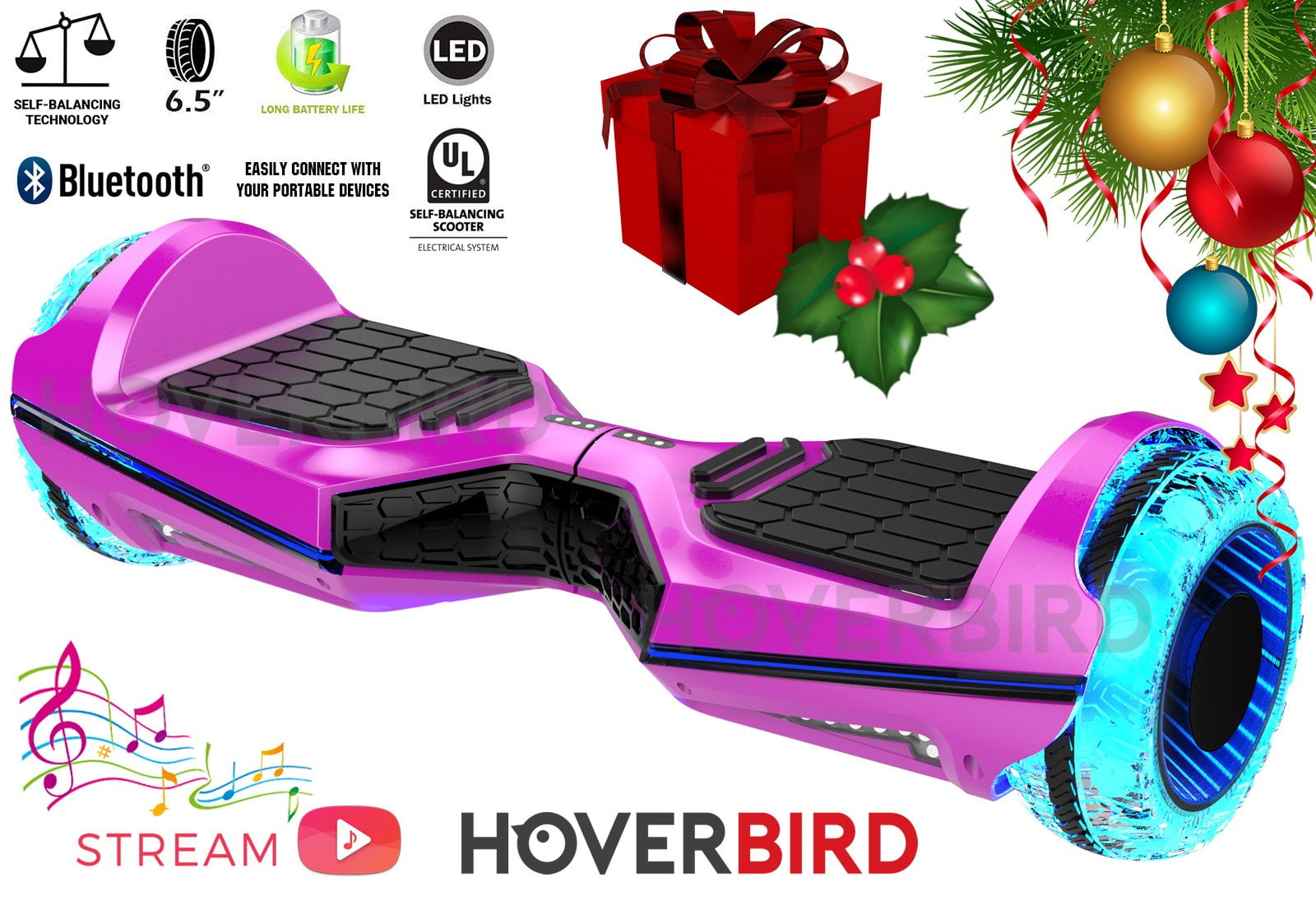 HOVERBIRD ES11 PRO 500W Hoverboard with 6.5” Tires - UL 2272 Certified ...