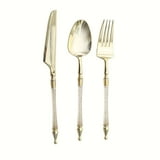 Efavormart 24 Pack | Gold / Clear Glittered European Plastic Utensil ...