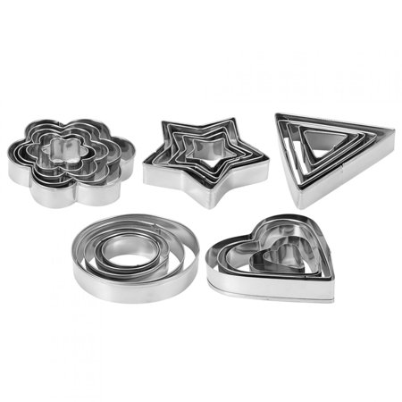 5 Set Stainless Steel Cookie Fruit DIY Mold Round Heart Shape Pentagram ...