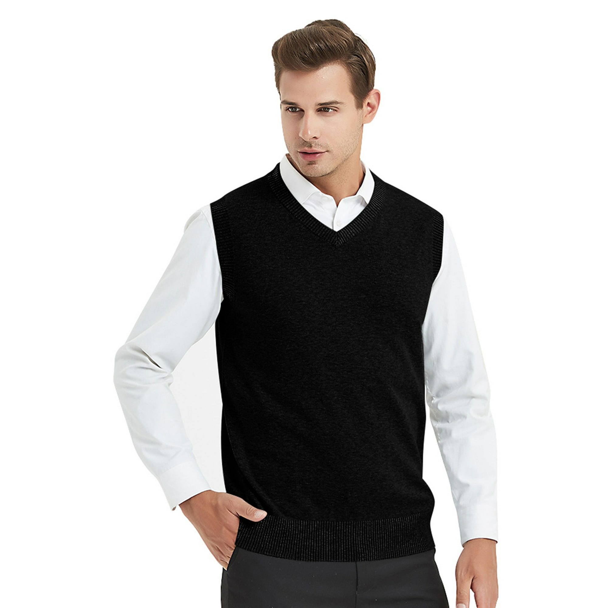 Click here for Toptie Men Business Solid Color Plain Sweater Vest... prices