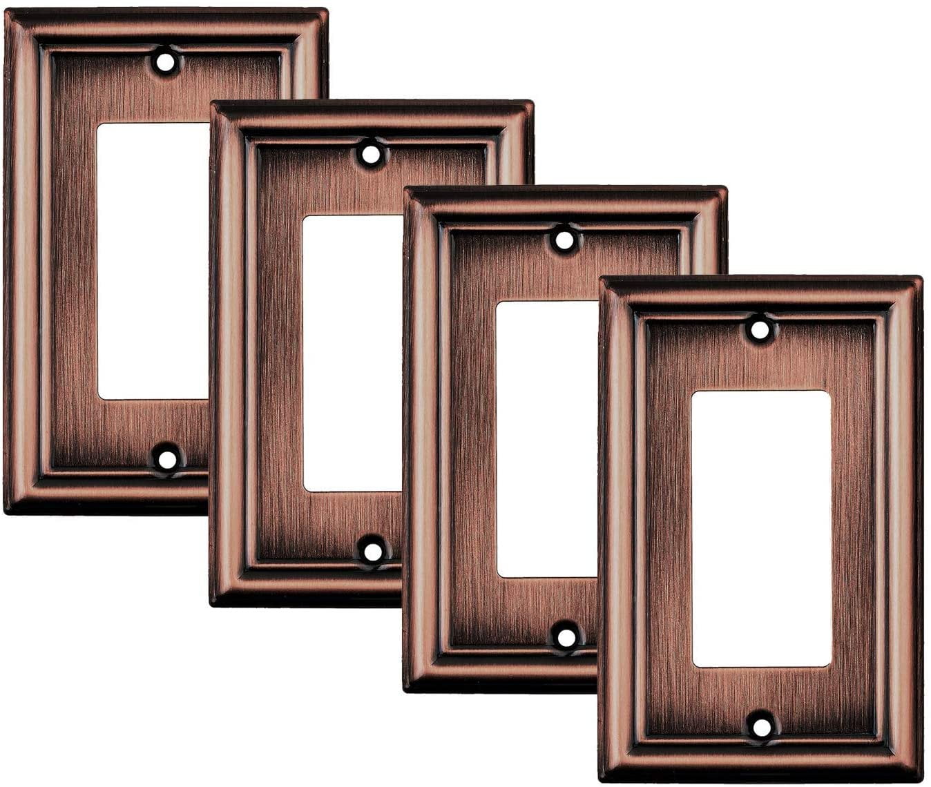 Sleeklighting 4 Pack Decorative Beveled Copper Outlet Covers | 1 Gang ...