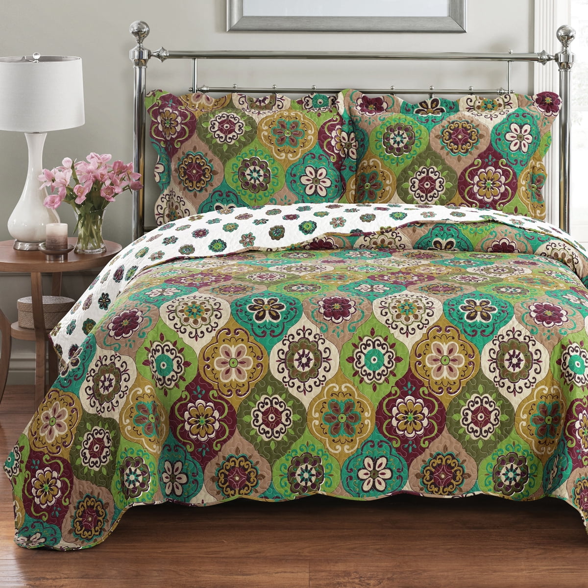 Bonnie Oversize Coverlet Floral Printed Reversible Wrinkle-Free & Easy ...
