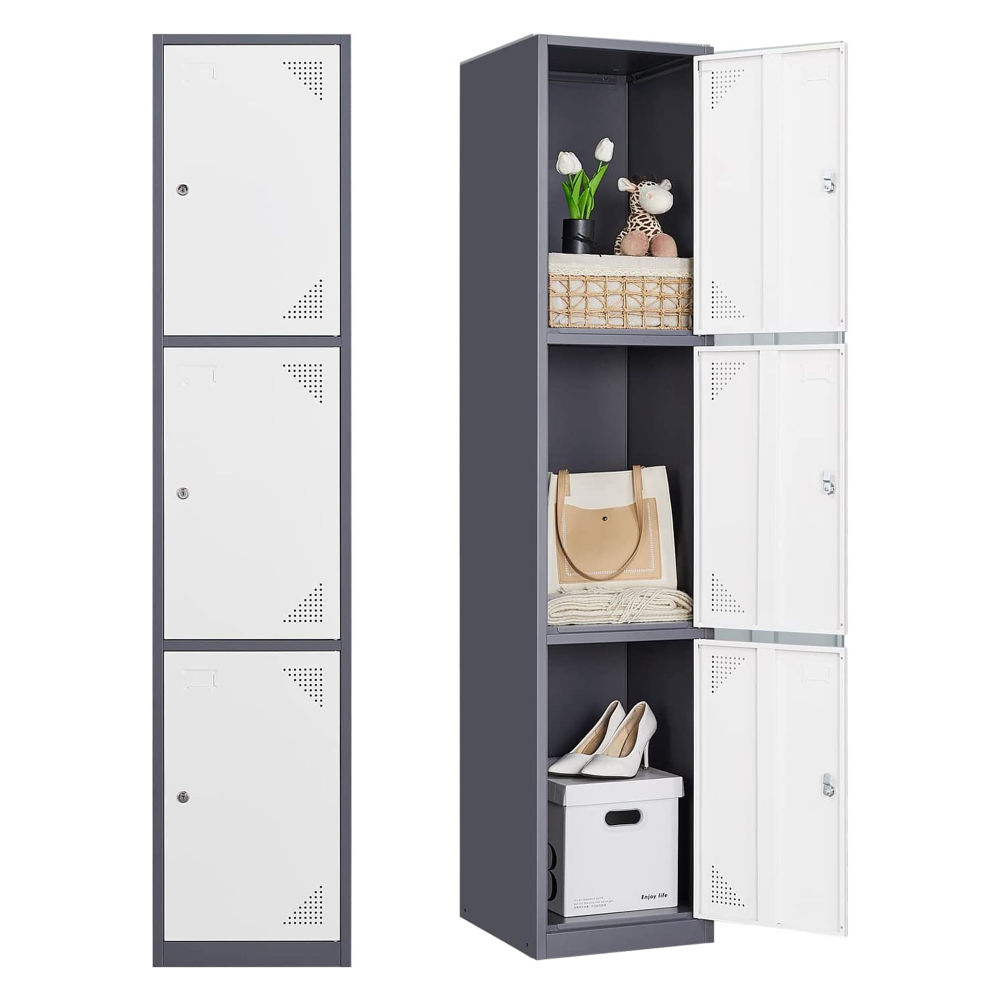 MIIIKO Metal Locker for Gym, School, Office, 71" Metal Storage Locker ...