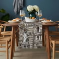 Abstract Art Cotton Linen Table Runner Classical World-famous Buildings ...