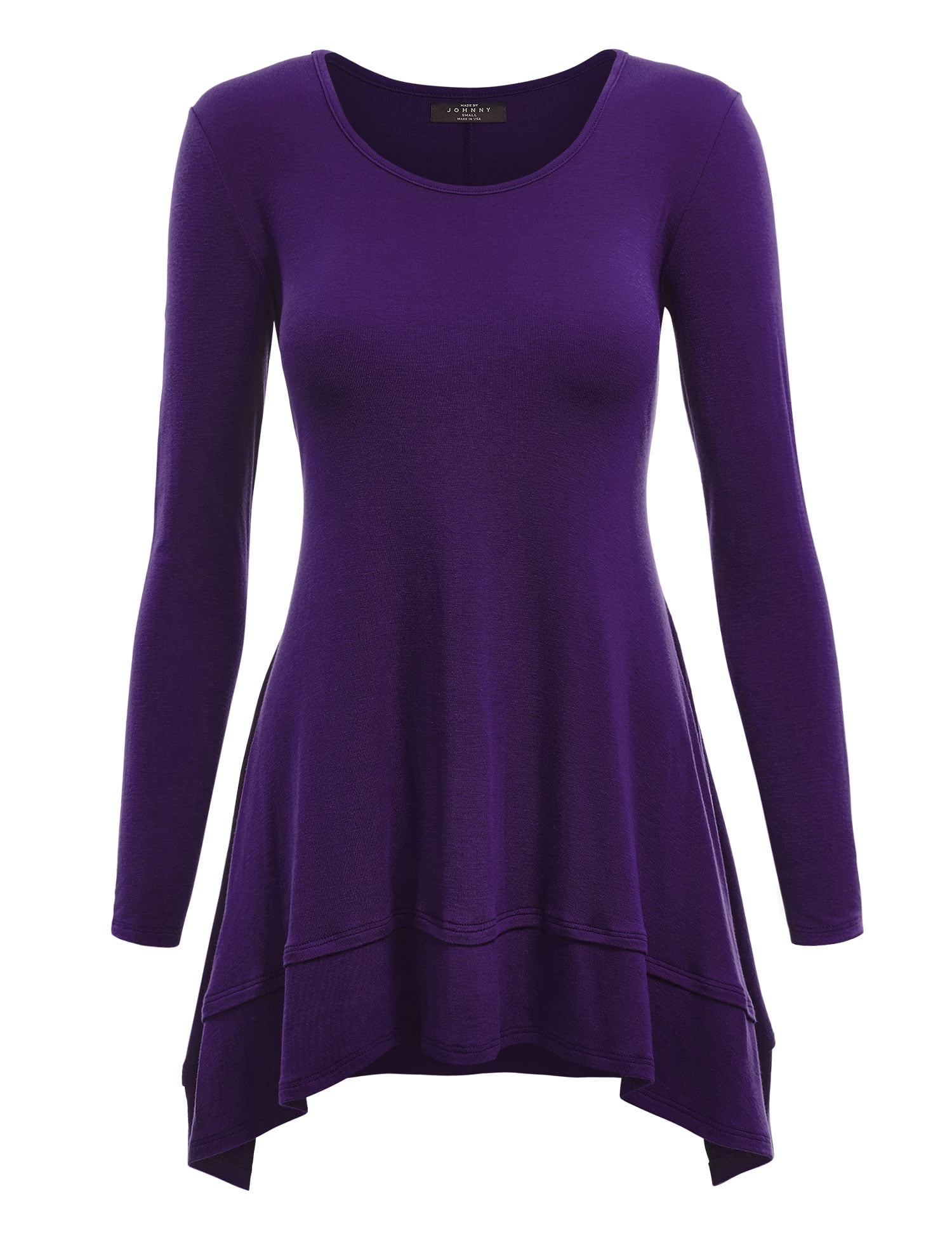 MBJ WT1178 Womens Long Sleeve Double Layer Tunic Top XXXL PURPLE ...