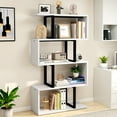 Dextrus 5-Tier S-Shaped Bookshelf, Geometric Bookcase Wooden Z-Shelf ...