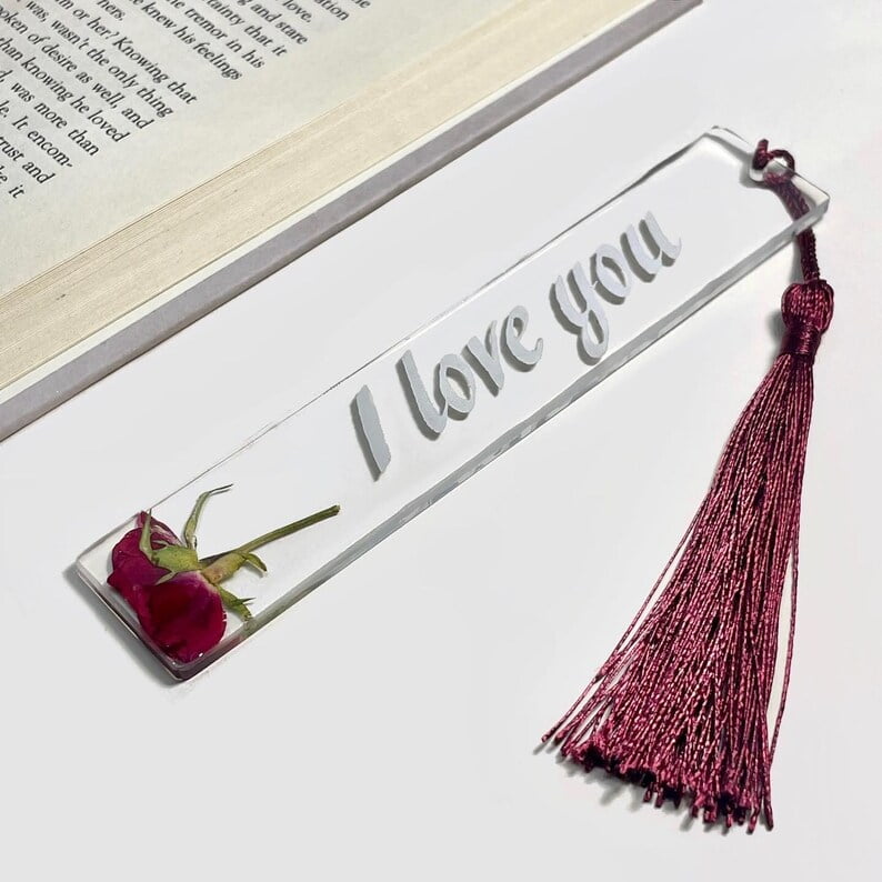 REAL Rose Bookmark, Customizable I Love You Gift, Womens Mothers Day ...