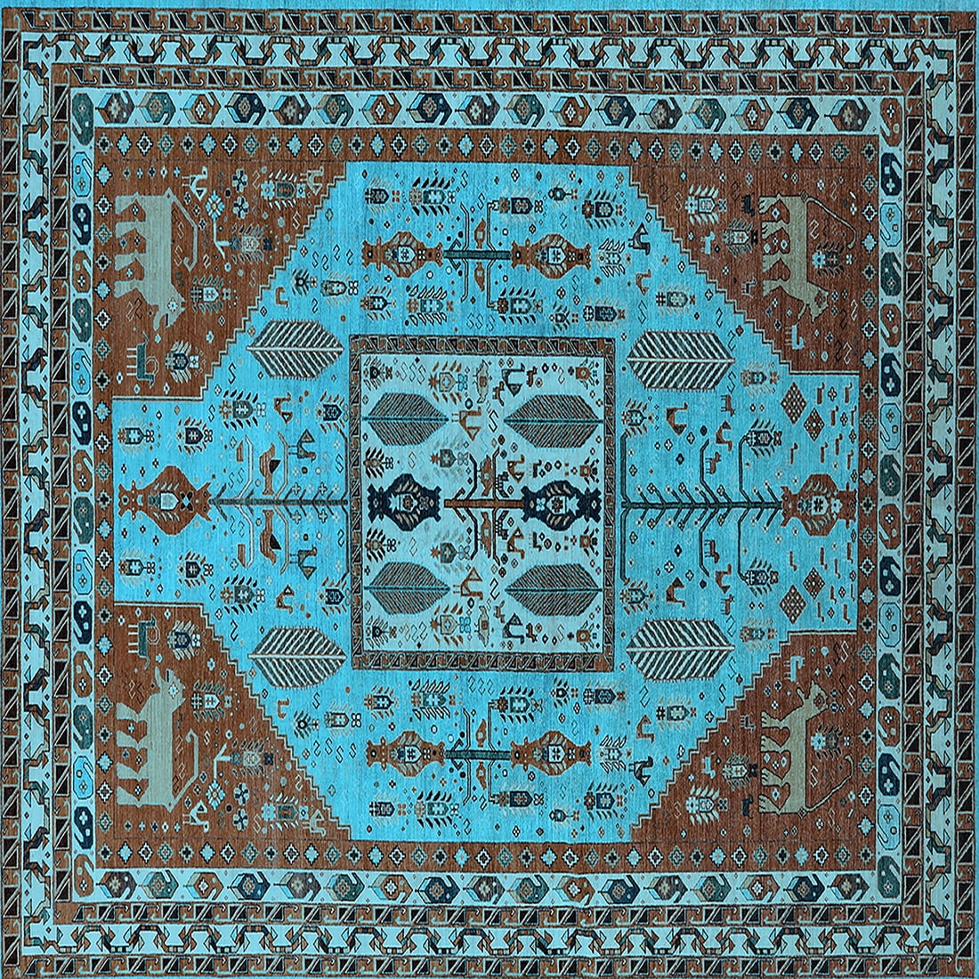 Ahgly Company Indoor Square Oriental Light Blue Industrial Area Rugs, 6 ...