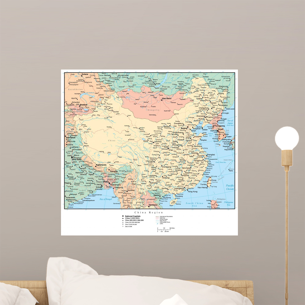 Map China Wall Mural Decal Sticker, Wallmonkeys Peel & Stick Vinyl ...