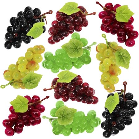 10 Pack Artificial Grapes Mini Grape Clusters Rubber Grape Bundles ...