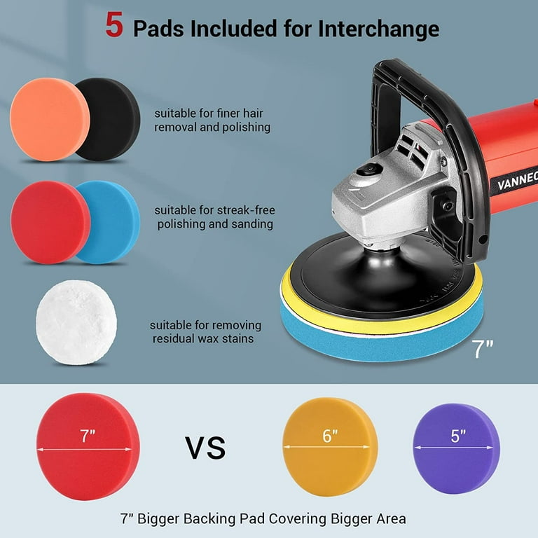 VANNECT Buffer Polisher|1200W 7-inch|6 Variable, 51% OFF