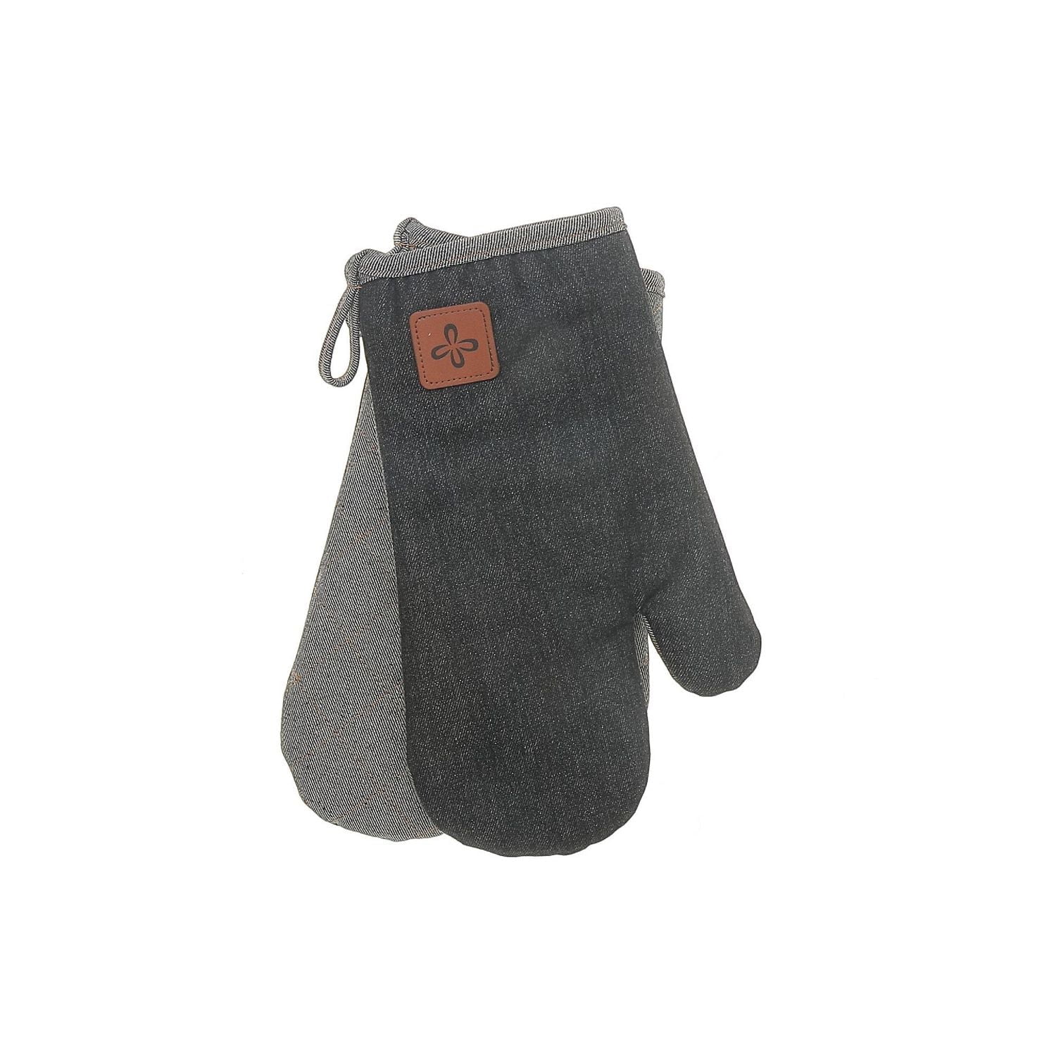 Click here for Ih Casadécor 2 Pc Black Denim Oven Mitt With Leath... prices