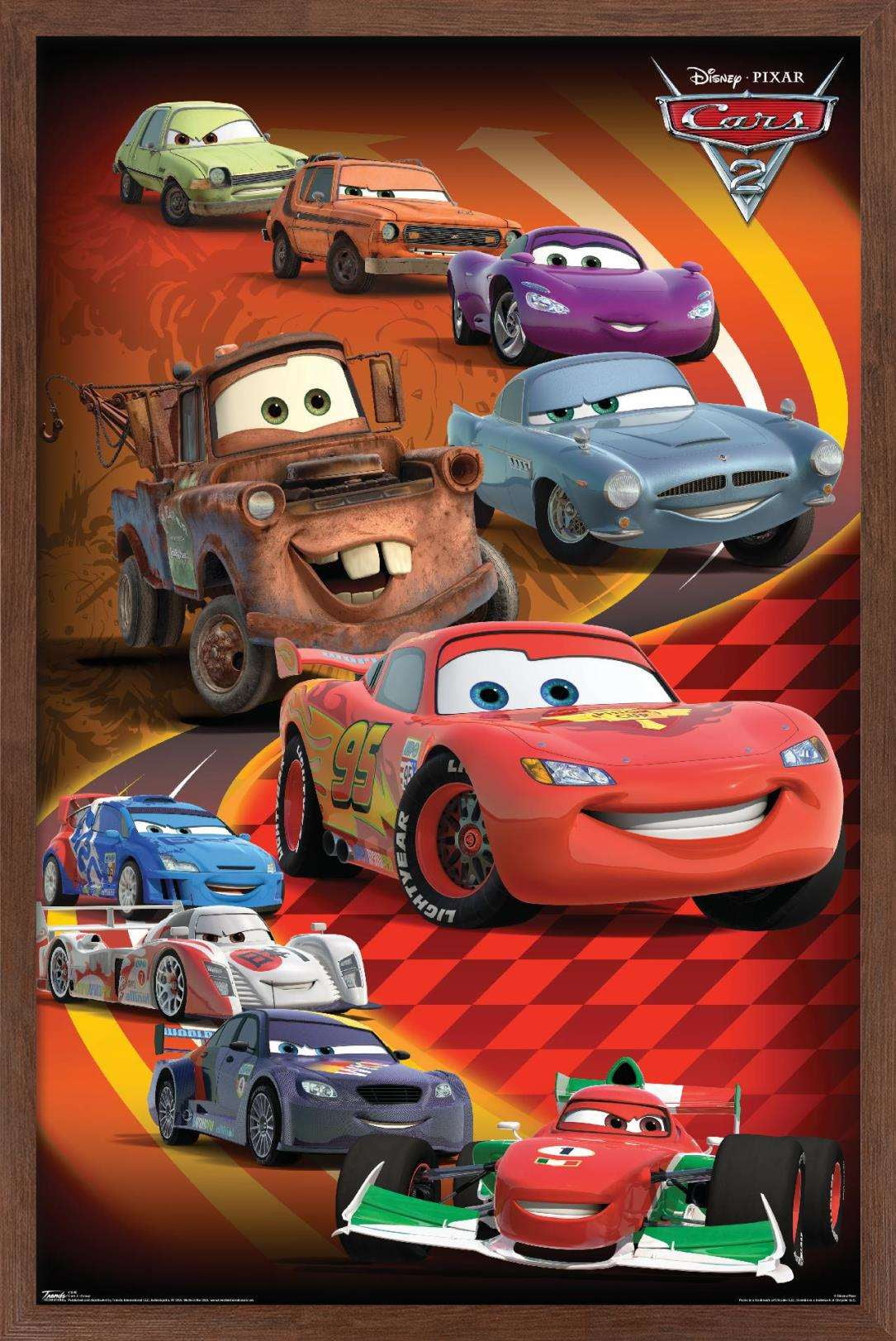 Disney Pixar Cars 2 - Group Wall Poster, 14.725" x 22.375", Framed ...