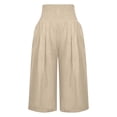 Bainana Women Fashionable Wide Leg Capri Pants Solid Color Elastic ...