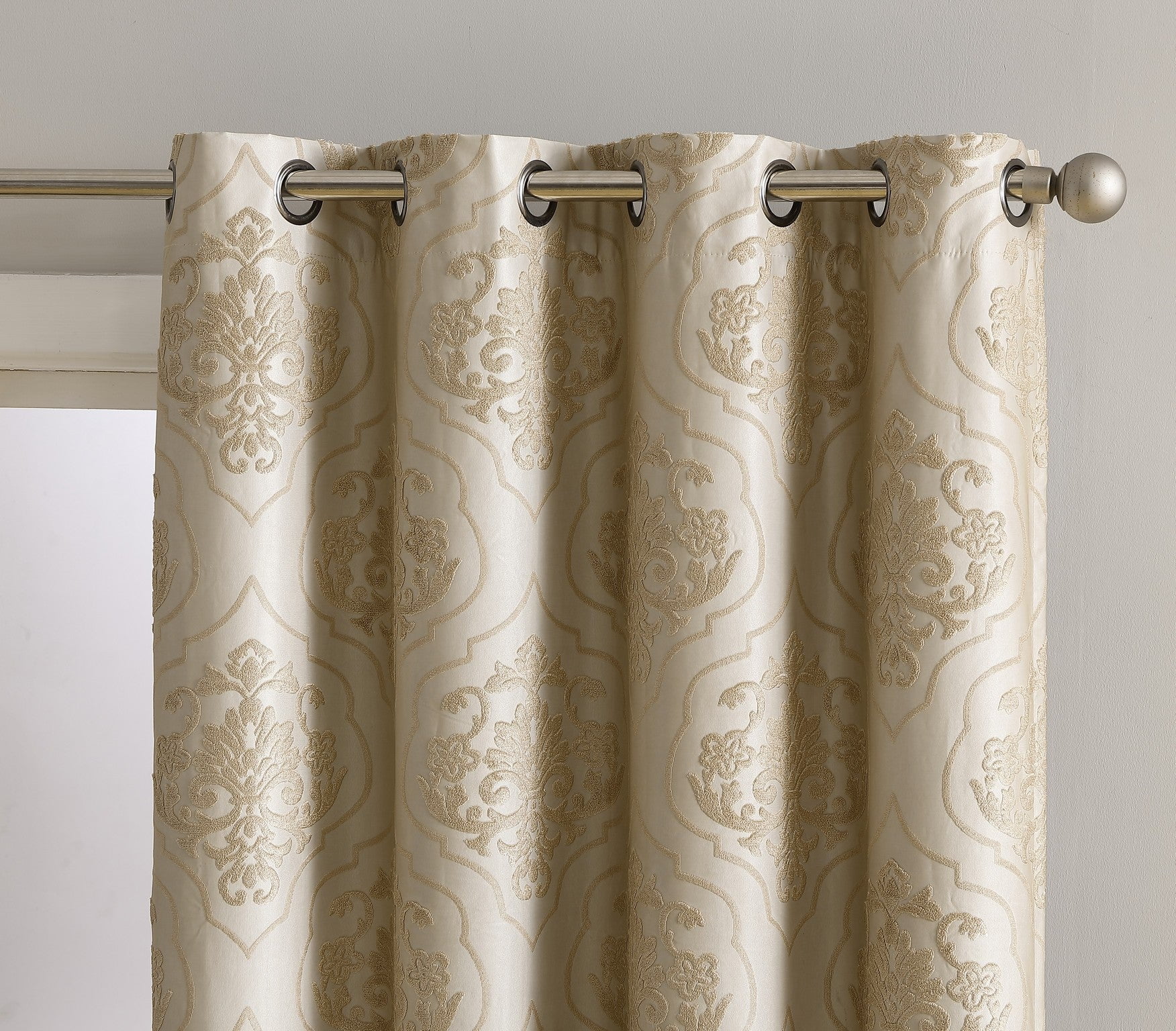 THD Damask Flocked 100% Blackout Grommet Curtain Panels - Set of 2 - Walmart.com