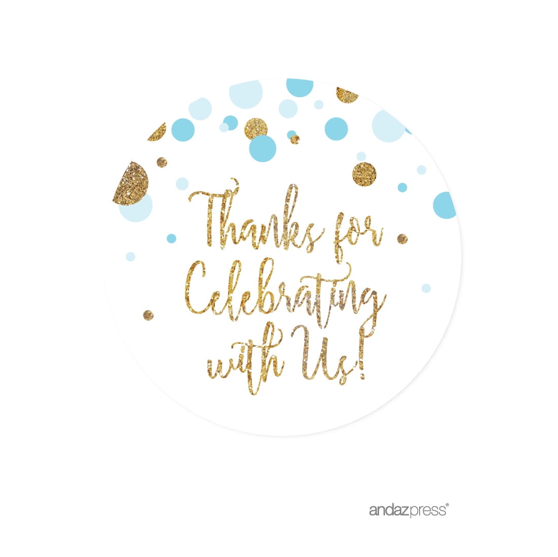 Baby Blue Gold Glitter Baby Shower Round Circle Label Favor Stickers ...