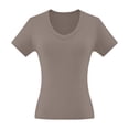 Bainana Elegant Slim Fit Short Sleeve Top For Women Solid Color V Neck ...