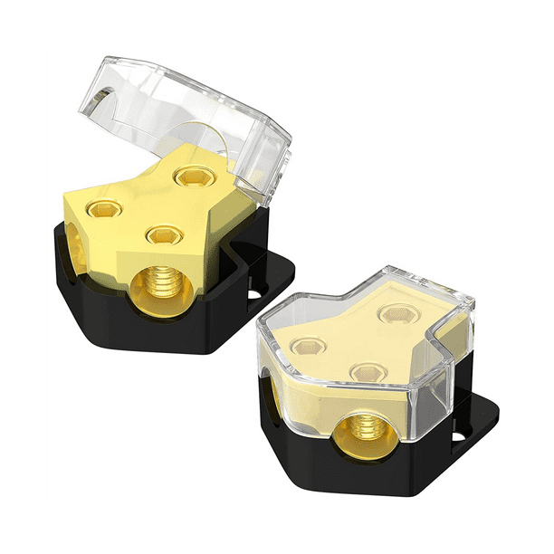 Qtmnekly 12V Power Distribution Block Car Audio Splitter 2 Way 0/2/4 ...