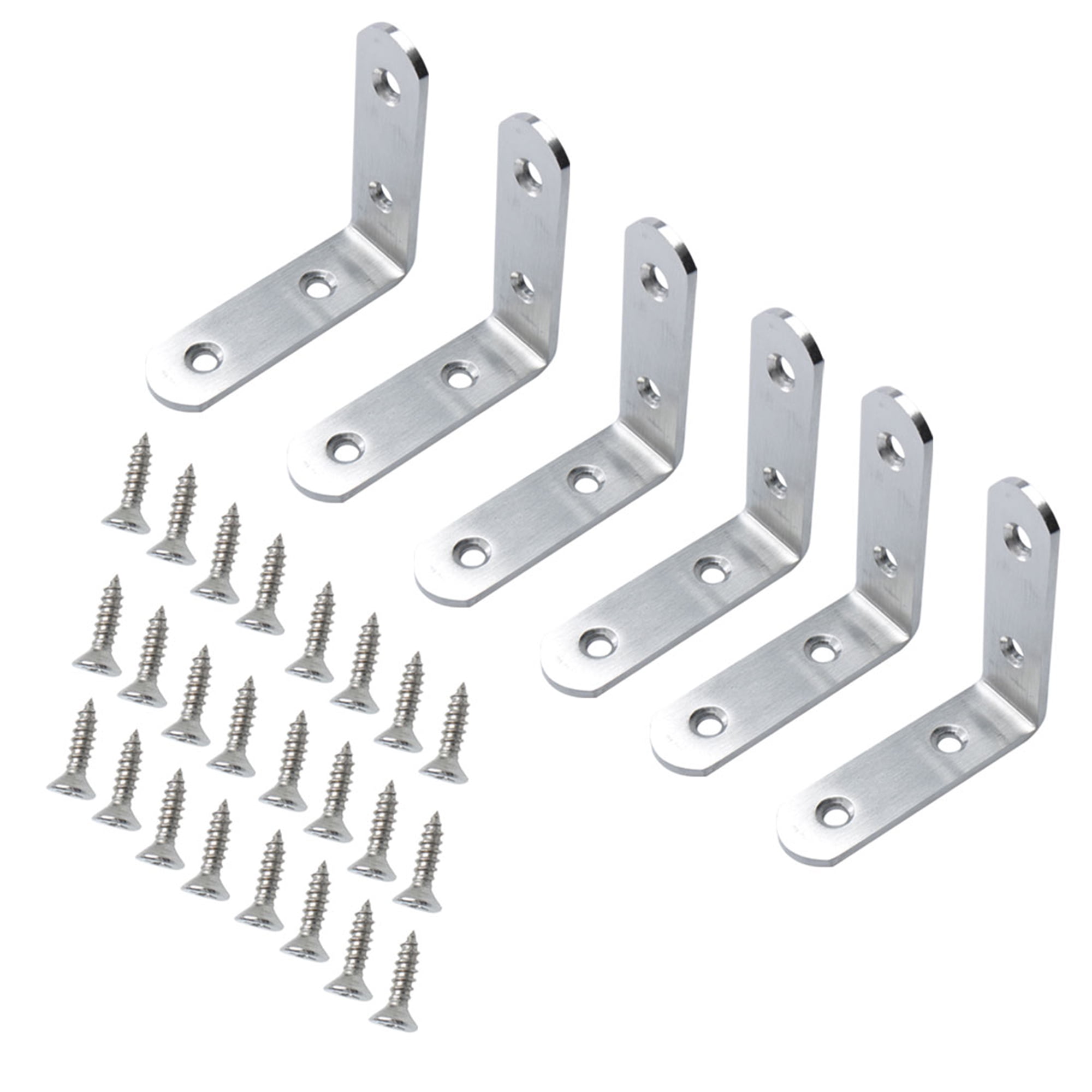 Uxcell 6 Piece 65 x 65mm Stainless Steel L Shaped Angle Brackets with ...