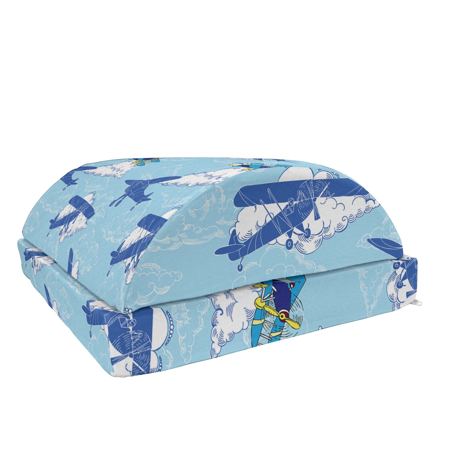 Vintage Airplane Foot Rest, Aircraft Silhouettes Flying in the Sky ...