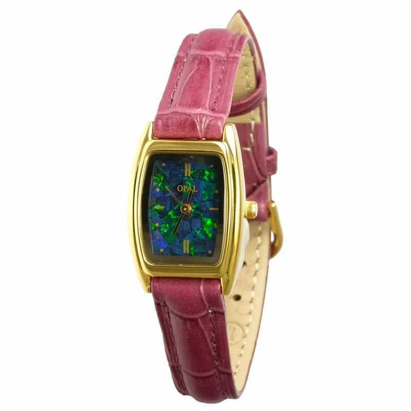 BRIGHT RADIANCE AUSTRALIAN OPAL WATCH WITH GENUINE LEATHER BAND ...
