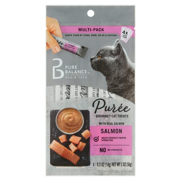 Pure Balance Puree Gourmet Cat Treats with Real Salmon, 0.5 oz, 4 Count ...