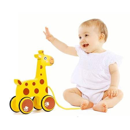 Baby Toys Cartoon Animal Drag Car Early Hand Pull Rope Push-Pull Walker ...