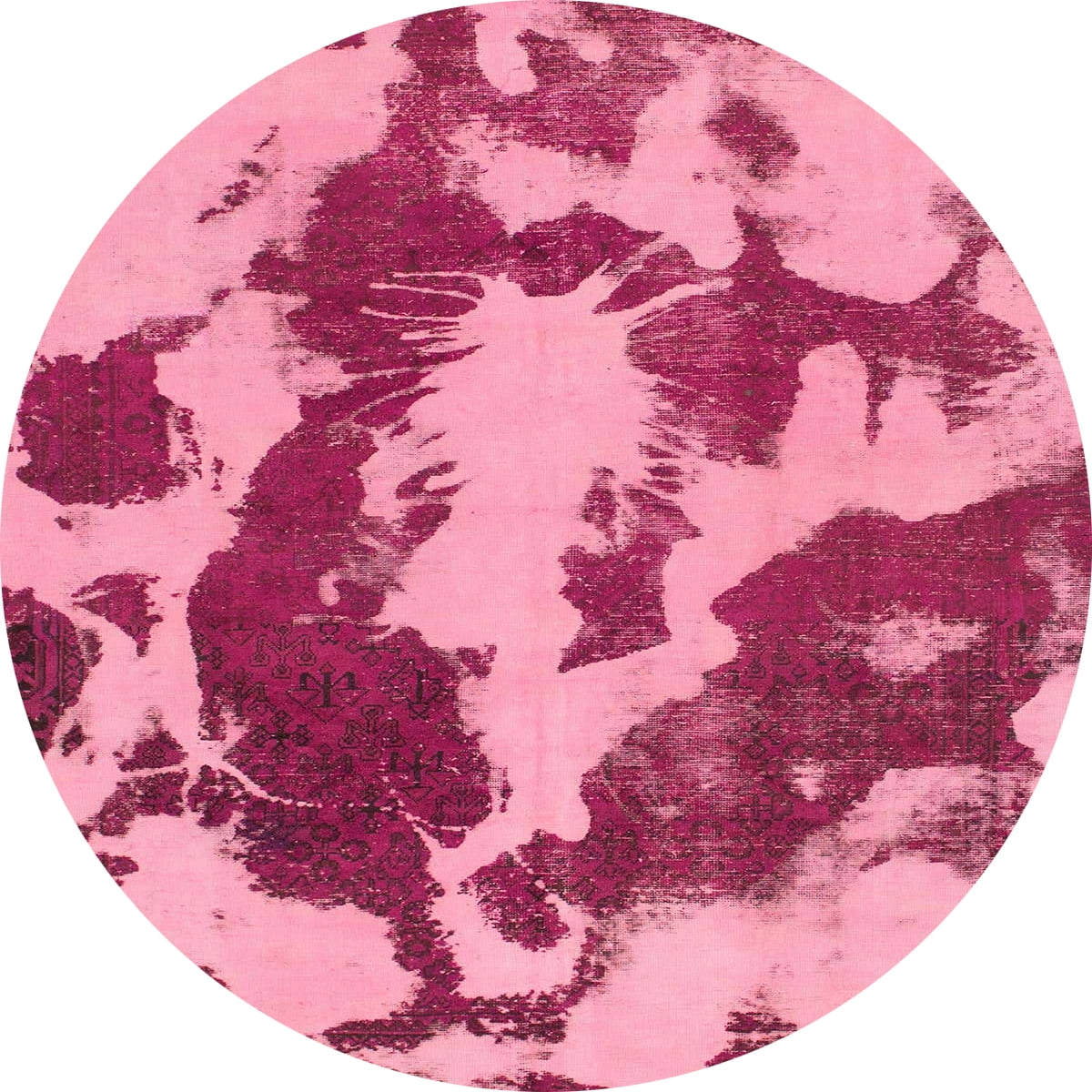 Ahgly Company Indoor Round Abstract Hot Pink Abstract Area Rugs, 8 ...