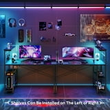 Bestier 52 inch Gaming Computer Desk with LED Lights & Shelves Black ...