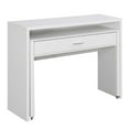 Pemberly Row Console/Sliding Desk with Drawer and Riser in White Wood ...