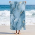 Beach Towel Backpack, Blue Marble 2 in 1 Soft Absorbent Beach Blanket ...