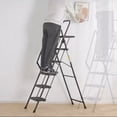 5-Step Foldable Steel Ladder, Step Stool with Detachable Tool Tray ...