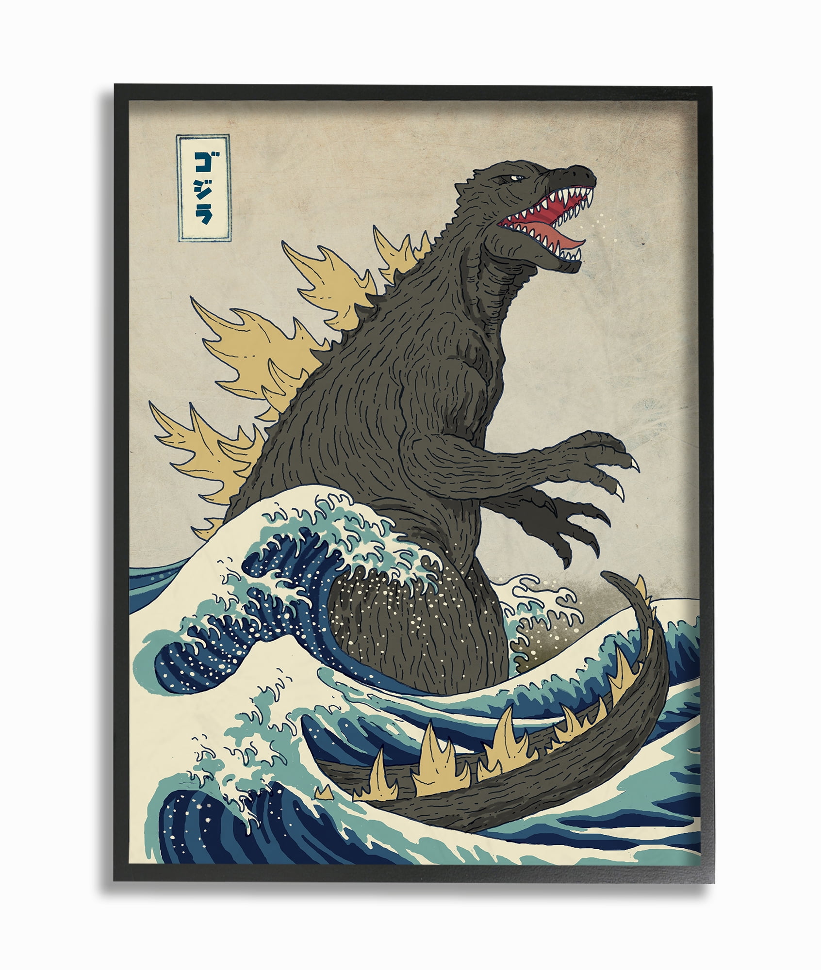 The Stupell Home Decor Collection Godzilla in the Waves Eastern Poster ...