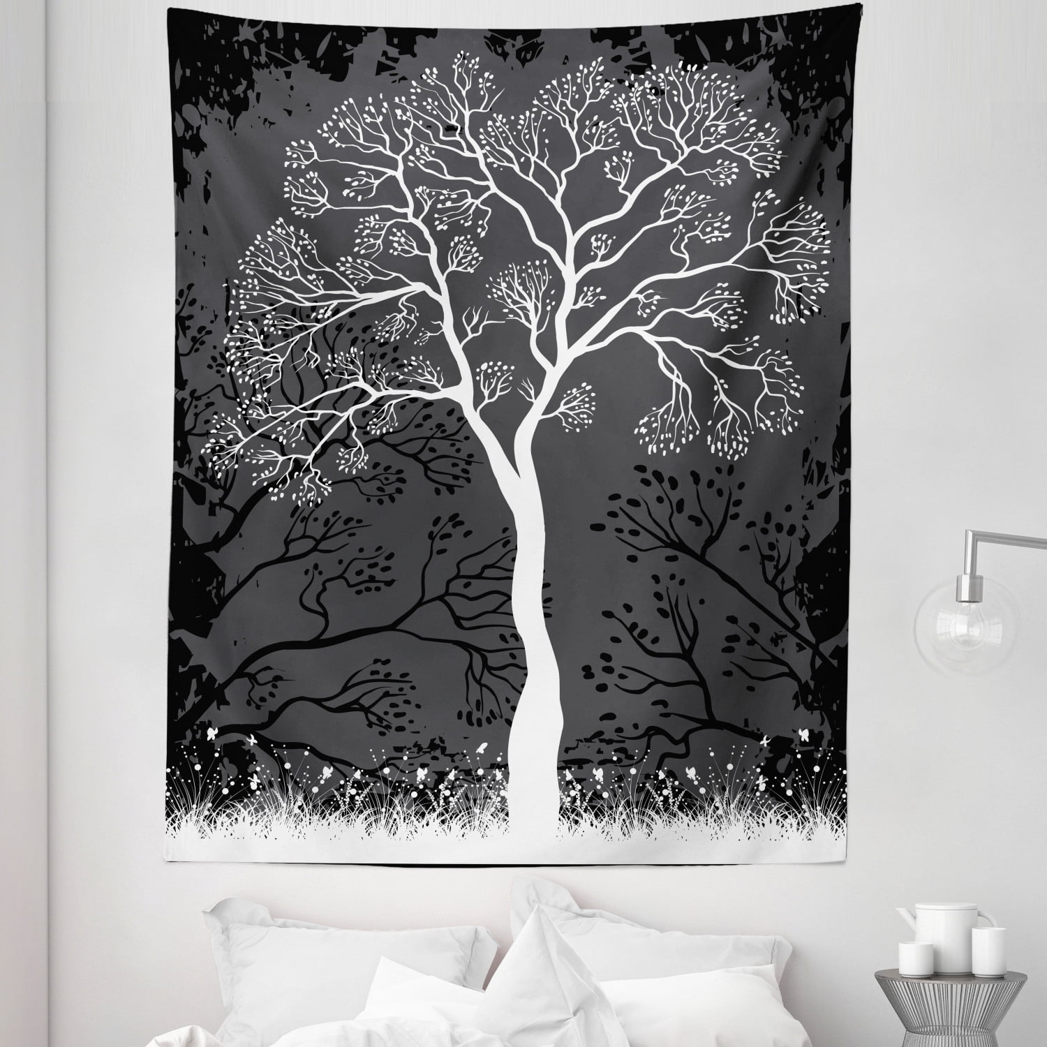 Tree Tapestry, Tree Illustration with Growing Branches Merry Seasonal ...