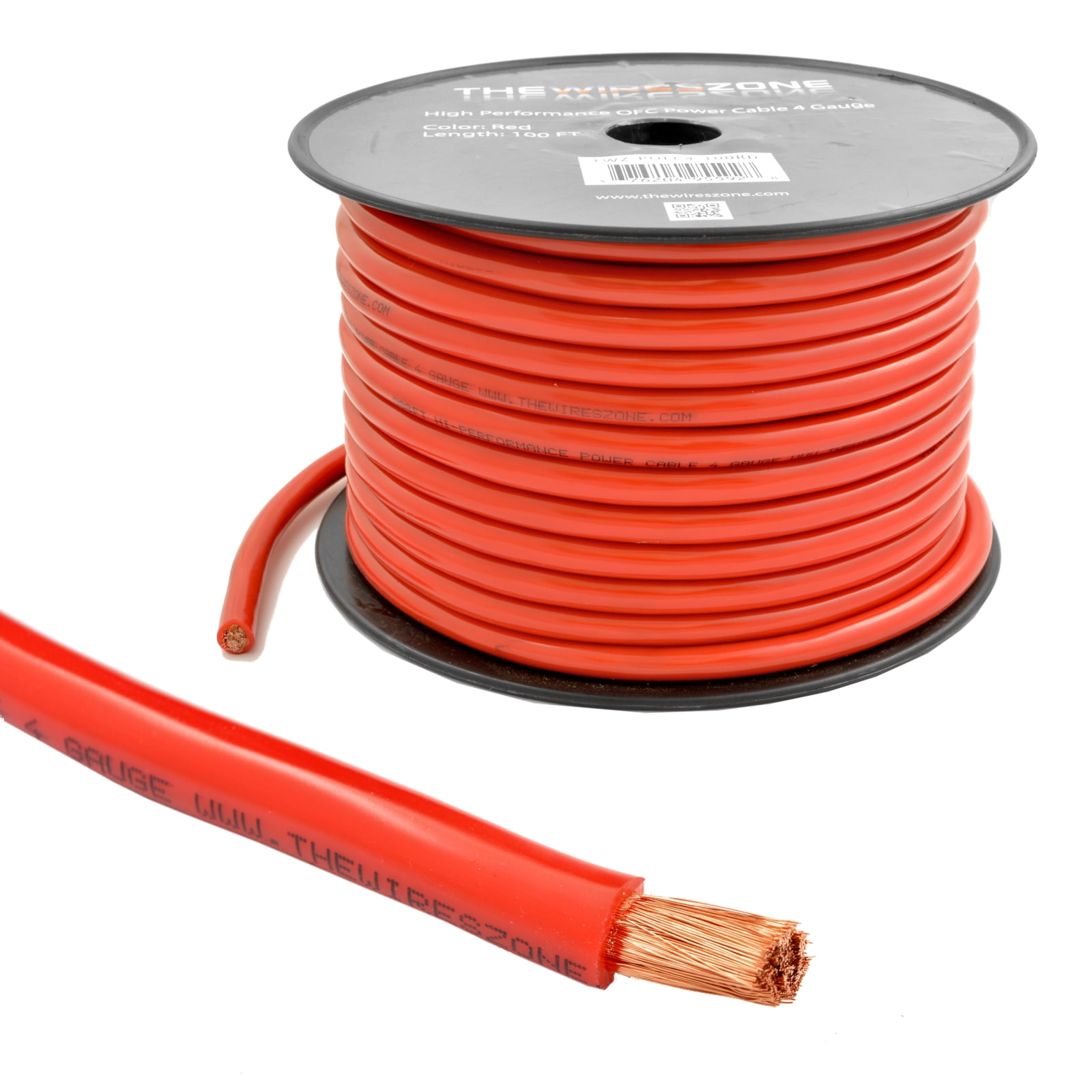 The Wires Zone 4 Gauge 100ft OFC Power Cable Oxygen-Free Copper Ground ...