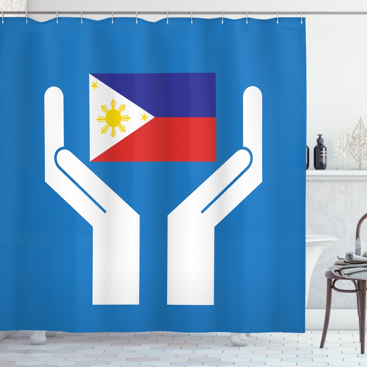 Ambesonne Filipino Shower Curtain, Hands Showing Flag, 69"Wx84"L ...