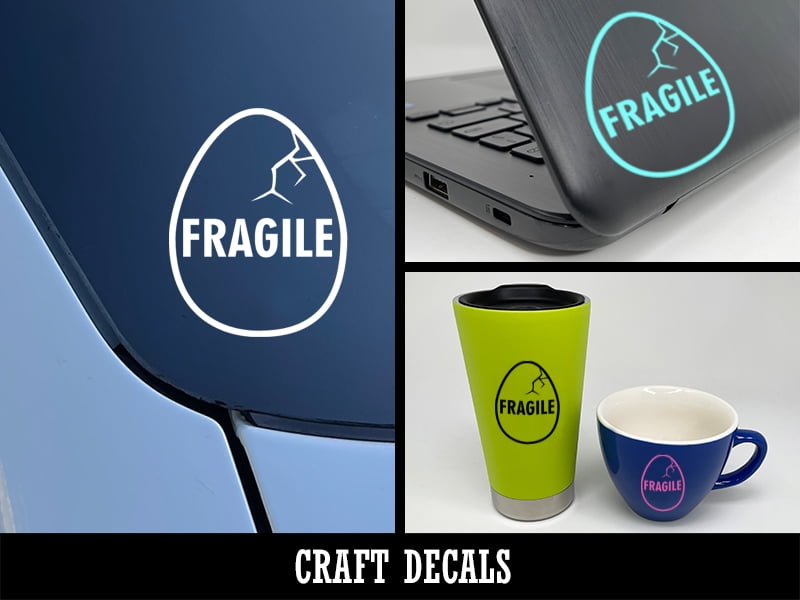 Fragile Cracked Chicken Egg Craft Vinyl Indoor Outdoor Decal Sticker ...