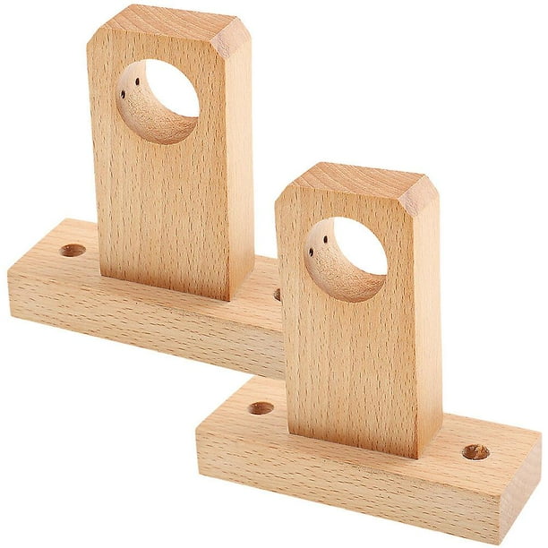 2pcs Wooden Curtain Rod Brackets Heavy Duty Curtain Rod Holders Wood ...