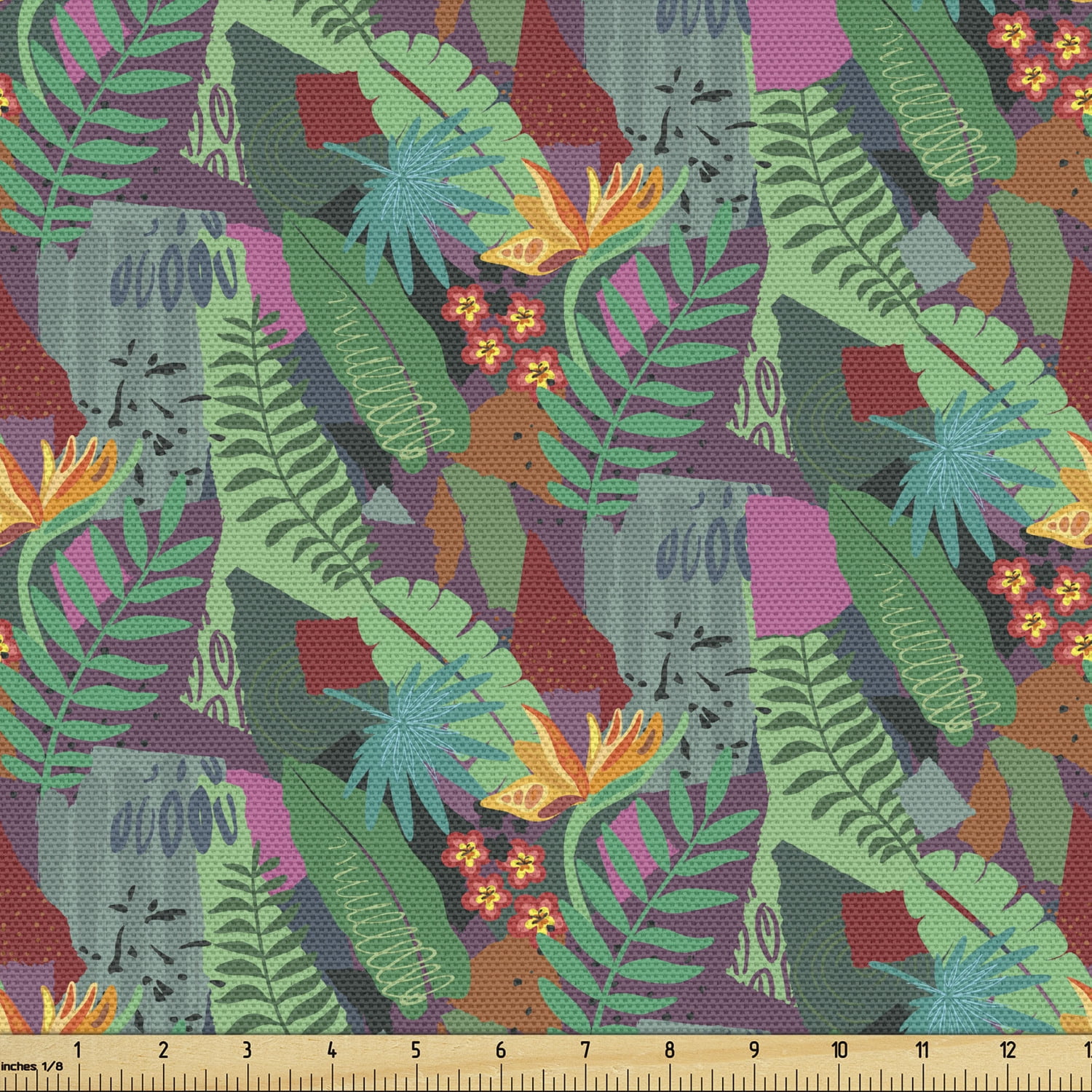 Leaves Upholstery Fabric by the Yard, Tropical Jungle Leaves and ...