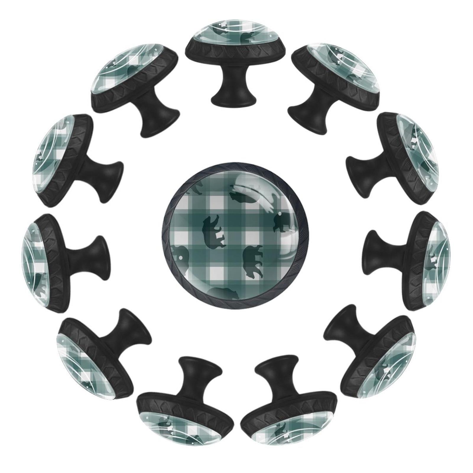 12 Pack Round Crystal Glass Knobs Lattice Pull Handle for Kitchen ...